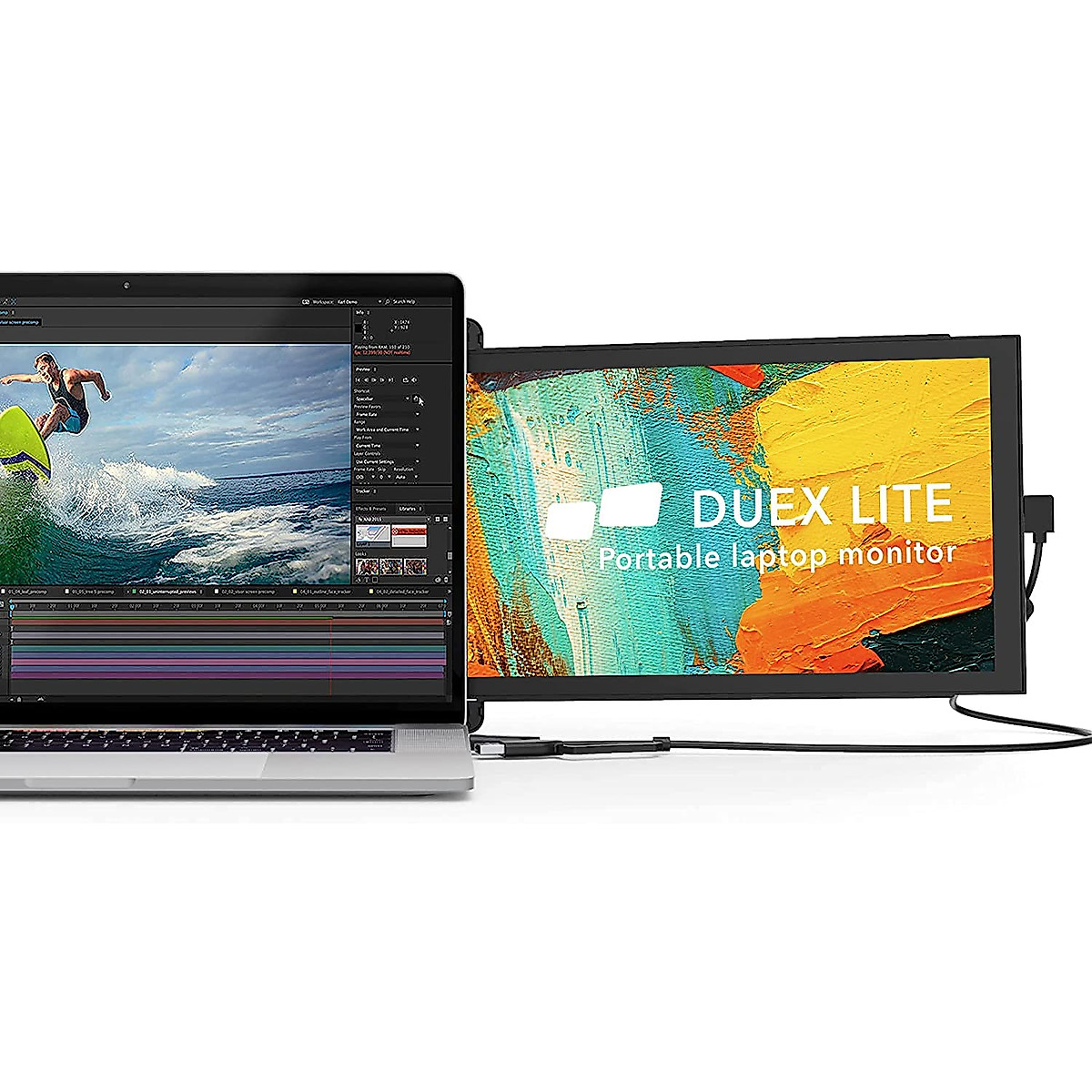 Duex Mobile Pixels Lite Portable Monitor for Laptops 12.5" Full HD IPS Screen,USB C Ultra Portable Laptop Dual Monitor, Plug and Play,Any Laptops Compatible (Grey)