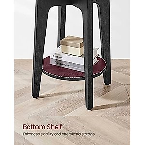 VASAGLE Round End Table with Lower Shelf, Nightstand for Small Spaces, 15.8 x15.8 x 19.7 Inches, Black