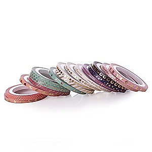 Agutape 48 Rolls Washi Tape Set,Foil Gold Skinny Decorative Masking Washi Tape,3MM Wide DIY Masking Tape