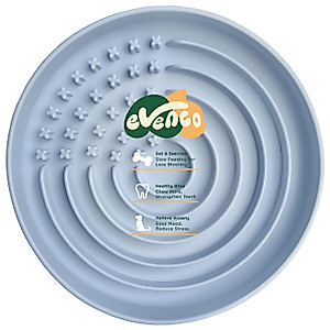 Evenco Slow Feeder Dog Bowls, Slowdown Bowl - Puzzle Silicone Dog Feeding Bowls with Suction Cups, Innovative Lick Mat Design for Healthy Eating, Dishwasher Microwave Safe, Mealtime Challenge, Blue