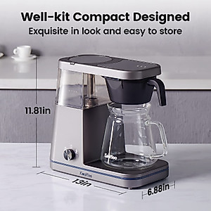 KOOFFEE Coffee Maker, One-button Brew, Essense-G 8 Cups 1.3L Coffee Machine, 1500 Watt, Optional Pre-infusion Bloom Mode, Drip Coffee Maker with Borosilicate Glass Carafe