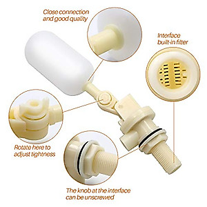 NC 3PCS Water Float Valve with Adjustable Arm, Automatic 1/2 Float Ball Valve with Water Level Shut Off for Water Tank Pond Livestock Horse Cattle Goat Sheep Pig Dog Waterer