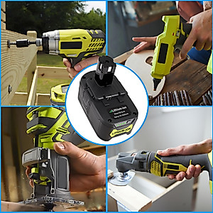 2 Pack 6.0Ah 18V Battery Replace for Ryobi 18V Lithium Battery, Compatible for Ryobi One 18V P108 P102 P104 P197 P190 P103 P105 P107 P109 18 Volt Power Tools