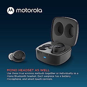 Motorola Moto Buds 100 - True Wireless Bluetooth Earbuds with Microphone – Lightweight, IPX5 Water Resistant, Touch-Control - Comfort Fit and Clear Sound - Includes Micro Charging Case - Black