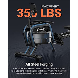 MERACH Water Magnetic Rowing Machine, Bluetooth Rower Machine with App Compatible and Dual Slide Rail, 350LB Max Weight, 16 Levels of Auto Resistance Feature, Rowing Machines for Home Use, R06