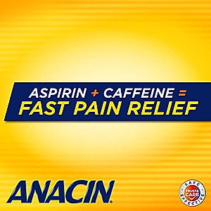 Anacin Fast Pain Relief, Aspirin + Caffeine Pain Reliever, 100 coated tablets