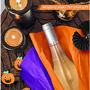 NICROHOME 24 Sheets Halloween Wrapping Paper in 4 Colors, 20 x 28Inch Dark Tissue Paper for Gift Bags, Box Wrapping, Wrapped Small Gifts, DIY Craft