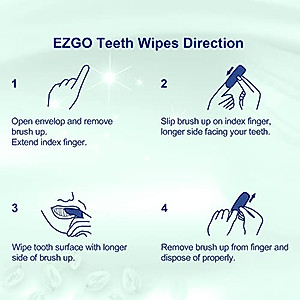 EZGO 100pcs Deep Cleaning Teeth Wipes Finger Brush Teeth Wipes Oral Brush Ups Latex Free Mint Flavor