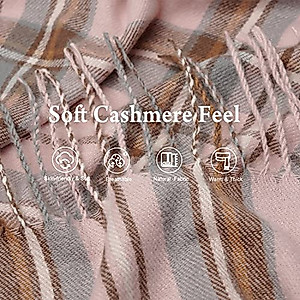 VANLINKER Winter Warm Scarfs for Women Cashmere Feel Large Scarf Fashion Poncho Long Shawls Grid Wraps Scarves Super Soft Light VL9310 Pink