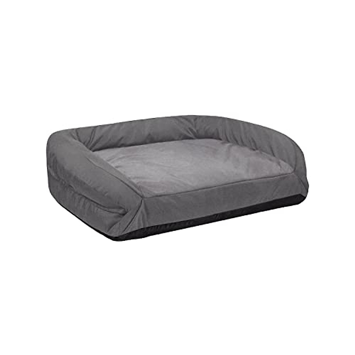 K9 Ballistics Tough Bolster Nesting Pillow Sofa Dog Beds - Washable, Durable and Water Resistant, Made for Medium Dogs, M 33"x27", Two-Tone Gray Velvet