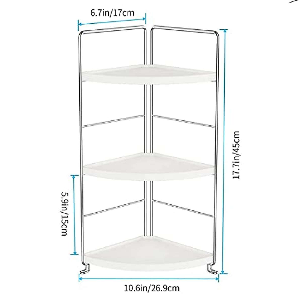kaileyouxiangongsi 3-Tier Bathroom Countertop Organizer - Vanity Tray Cosmetic & Makeup Storage- Kitchen Spice Rack Standing Shelf - Corner Storage Shelf , Silver