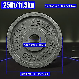 Standard Olympic 25LB Weight Plate, Bumper Plates Barbell Weights with 2-inch Hole for Strength Training Weightlifting Weight Loss Home Gym Equipment (Standard plate GN)