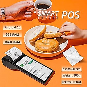 SMAJAYU Pos Terminal Receipt Printer Android 10 Handheld Mobile POS with 4G,WiFi,Bluetooth, 58mm Thermal Receipt Printing for Small Business Retail,Built-in Google Play Support Android Software