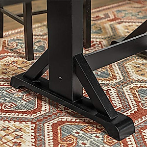 Walker Edison 6 to 8 Person Wood Modern Farmhouse Expandable Dining Room Table with Leaf Kitchen Dining Chairs, 60 Inch, Antique Black