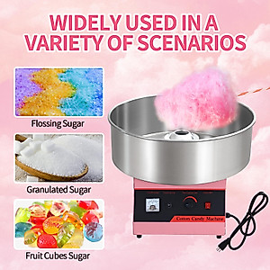 Cotton Candy Machine Commercial, Electric Cotton Candy Maker, 1080W Candy Floss Maker, Perfect for Family Party Amusement Park Carnival,Pink