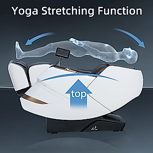 MassaMAX 4D Massage Chair, Full Body Recliner with Zero Gravity, Electric Extendable Footrest, Deep Yoga Stretch, AI Voice Control, Automatic Body Scan, Foot Rollers, and Heat (MT339-Space White)