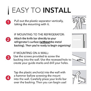 Modern Innovations 10 Inch Magnetic Knife Holder for Refrigerator, Magnetic Knife Holders for Fridge or Kitchen Wall No Drilling, Magnet Strips for Knives & Metal Utensils, Tool Rack, Stainless Steel