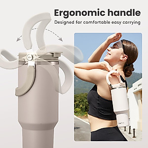 COKTIK 40 oz Tumbler with Handle and Straw, Double Insulated Tumblers with Flip Straw and Top Handle, Leakproof Tumbler, Stanley Cup, Insulated Water Bottle (Brown Metal)