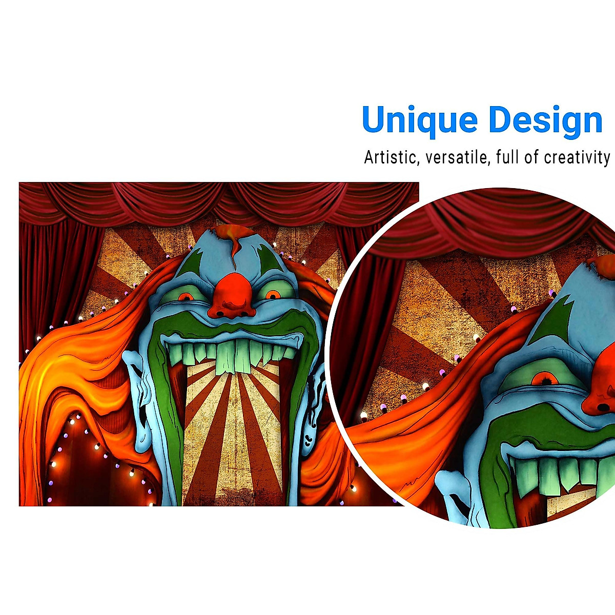 Funnytree 10x8ft Durable Fabric Horror Circus Theme Halloween Photography Backdrop No Wrinkles Giant Evil Clown Hallomas Birthday Party Background Scary Grove Vampire Decor Banner Photobooth Studio