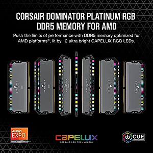 CORSAIR DOMINATOR PLATINUM RGB DDR5 32GB (2x16GB) DDR5 6000MHz CL36 AMD EXPO Intel XMP iCUE Compatible Computer Memory – Gray (CMT32GX5M2D6000Z36)