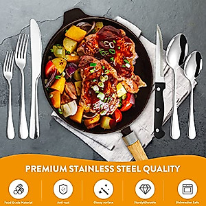 48 pieces Silverware with orgainzer, KITWARE Flatware Service for 8, Stainless Steel Utensil with metal tray, Home & Kitchen Mirror Polish Cutlery, Dishwasher Safe