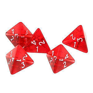Yiotfandoll 10PCS Polyhedral Dice 20mm D4 for Dungeons and Dragons DND RPG MTG Dice Table Games Transparent Red with Black Bag