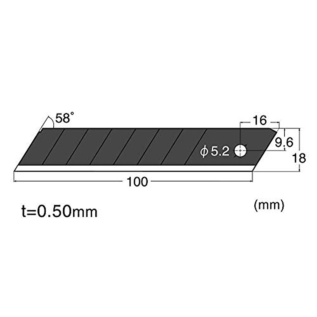 NT Cutter 18mm Heavy-duty Ultra-Sharp Black Snap-Off Blades, 10-Blade/Pack, 1 Pack (BL13P), 58 degree
