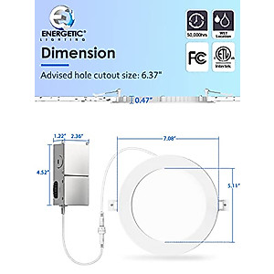 12 Pack 5CCT Ultra-Thin LED Recessed Lighting 6 Inch, Downlight with Junction Box, 2700K/3000K/4000K/5000K/6500K Selectable, 12W 110W Eqv, Dimmable Wafer Lights, 1050LM Canless LED Recessed Light, ETL