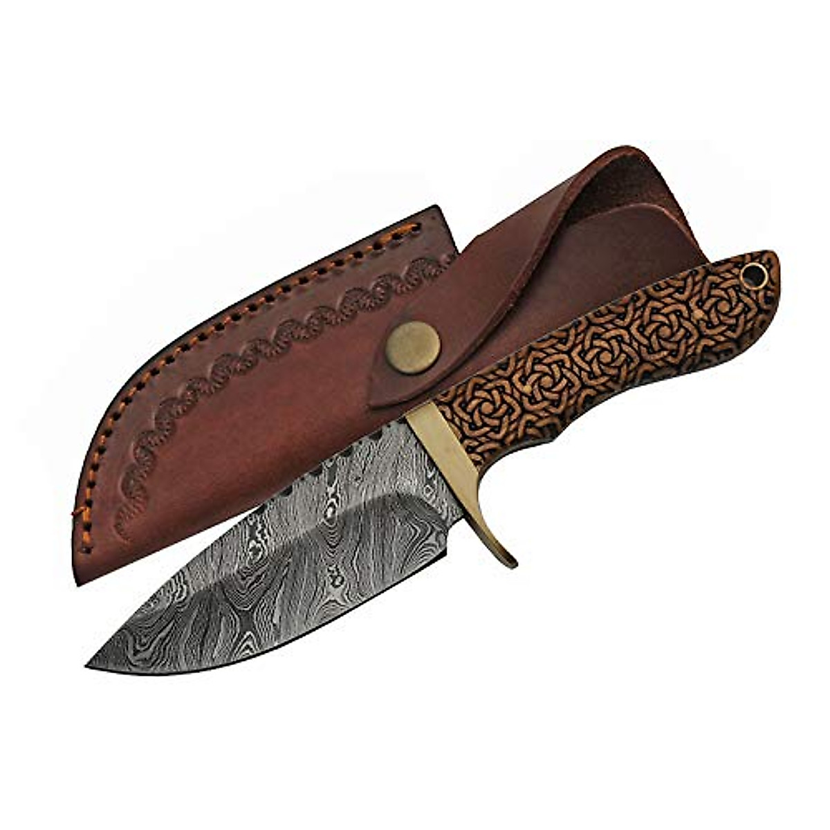 Szco Supplies Damascus Celtic Knot Hunting Knife, Brown, 9 Inches