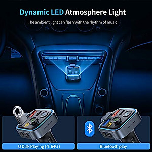 UNBREAKcable Bluetooth 5.0 FM Transmitter for Car, [PD 20W + QC 3.0] [Stronger Microphone & HiFi Bass Sound] Cigarette Lighter Radio Music Adapter Charger, Supports Hands-Free Siri Google Assistant