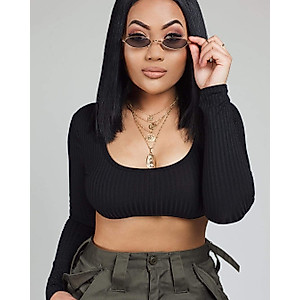 COASION Vintage Small Oval Aesthetic Sunglasses Retro for Women Men Hippie Cool Metal Frame Sun Glasses (Gold Frame/Black Lens)