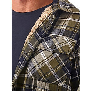 Wrangler Authentics Men's Long Sleeve Sherpa Lined Shirt Jacket, Olive Sky, 3X-Large