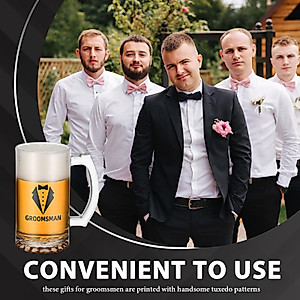 Tanlade 6 Pack Groomsmen Beer Mug 12oz Tuxedo Engraved Groomsmen Beer Glasses Wedding Party Gifts for Thank You Groomsmen Grooms Gifts Proposal Bachelor Party Favor 3 Styles