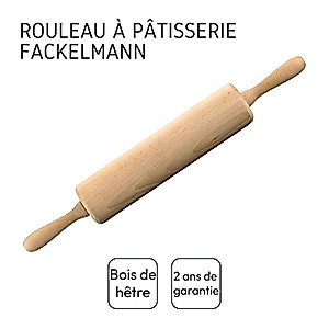 Fackelmann Rolling Pin Wooden with Bearings, Brown, 2.36" x 17.32"