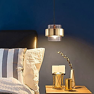 DULAB Nordic Mini Hanging Chandelier Lamp, Glass Pendant Light Fixtuers Modern Gold Drop Ceiling Lamp, Bedroom Bedside Restaurant Cafe Bar Suspension Lighting Fitting, E27/E26 Socket Suspension Lights
