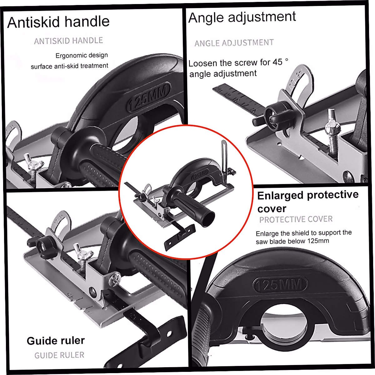 Havamoasa 1PC Angle Grinder Stand 45 Degree Adjustable Precise Cutting Stand for Angle Grinder Accessories Angle Grinding Fixed Holder with Guide Ruler for 100-125 Machine