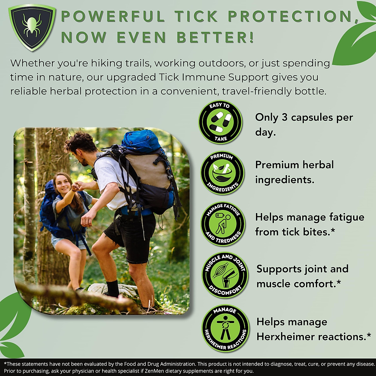 Zenmen Tick Immune Support Supplement - Improved Formula - Japanese Knotweed, Cat's Claw, Chinese Skullcap, Cryptolepis Sanguinolenta, Sweet Wormwood - 90 Vegan Capsules, Made in The USA