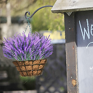 Lalacosy 12 Bundles Artificial Flowers for Outdoors UV Resistant Fake Plants Decor No Fade Faux Lavender Flowers Garden Porch Window Box Decorating (Purple)