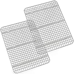Cooling Rack Set of 2, E-far 1/2 Sheet Baking Racks for Oven Cooking Roasting Grilling, Stainless Steel 16.6” x 11.6” Wire Rack for Cookie Cake Bacon Meat Resting, Non-toxic Metal & Dishwasher Safe