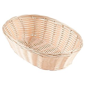 Natural Oval Cracker Poly Woven Basket, 9.5 Inch x 6.25 Inch x 3 Inch