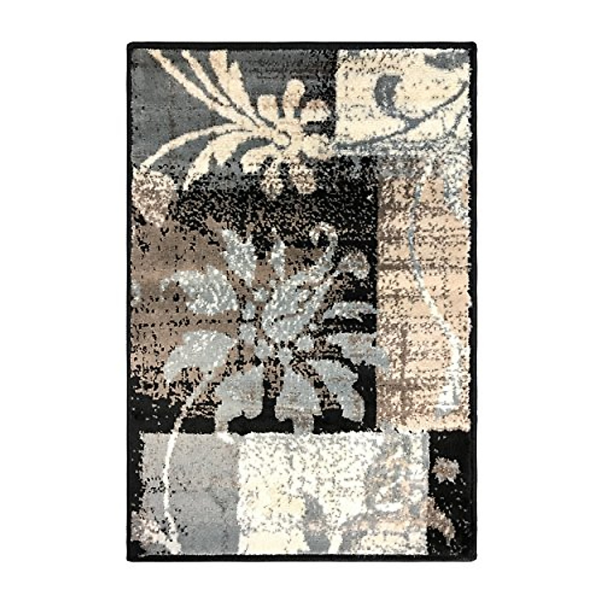 SUPERIOR Indoor Area Rug, Jute Backed, Perfect for Hallway, Entryway, Office, Living/Dining Room, Bedroom, Kitchen, Floor, Modern Floral Patchwork Decor, Pastiche Collection - 2ft x 3ft , Beige