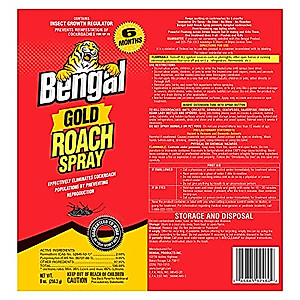 Bengal Gold Roach Spray – Bug Spray for 6 Months Active Cockroach Prevention – No Mess, No Odor Bug Spray – House Insect Killer – Indoor Cockroach Spray, 9oz