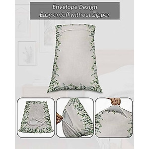 Spring Floral Pillow Covers Standard Size Set of 2 Bed Pillow, Rustic Green Botanical Summer Tropical Plants Plush Soft Comfort for Hair/ Skin Cooling Pillowcases with Envelop Closure 20''x26''