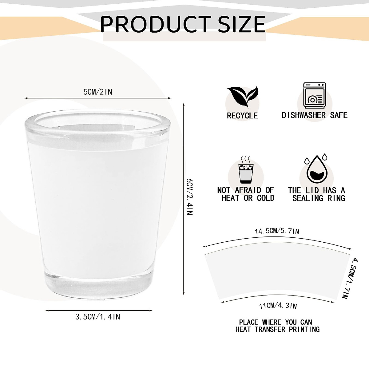 YOUKE OLA 36 Pack Sublimation Shot Glasses Heavy Base Shot Glasses Blanks Sublimation Wine Shot Glasses Personalized Whiskey Shot Glass Bulk for Heat Press DIY Gift Party Wedding, White 1.5oz