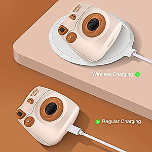 MOLOVA Case for Airpods 1&2, 3D Fashion Cartoon Stylish Cute Funny Cartoon Camera Anti-Drop Case with Keychain for Women Girls Teens(Cartoon Camera)