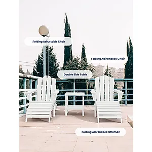 KINGYES Folding Adirondack Ottoman for Adirondack Chair, White