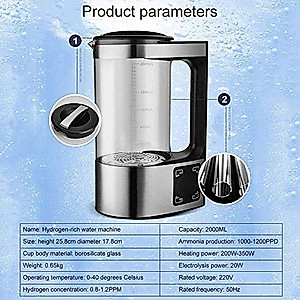 Hydrogen Rich Water Machine 2L Large Capacity Constant Temperature Heating Microelectrolysis Hydrogen Water Generator Anti Aging Antioxidant Hydrogen Water Make Health Care Cup