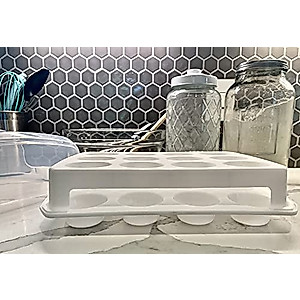 Top Shelf Elements Cupcake Carrier, Fashionable White Cupcake Holder Carries 24 Standard-Size Cupcakes, Durable Muffin Traveler Two Tier Stand and Reusable Cupcake Box