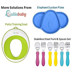 Lullababy Baby Bowl Set with Bonus Spoon and Fork, 8-Piece, BPA Free, Suction Bowls with