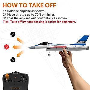 VOLANTEXRC RC Plane F-16 Fighting Falcon - 2.4Ghz 2CH Remote Control Airplane Jet Fighter Ready to Fly with Cool Lights, for Beginners, Boys and Girls (762-4)